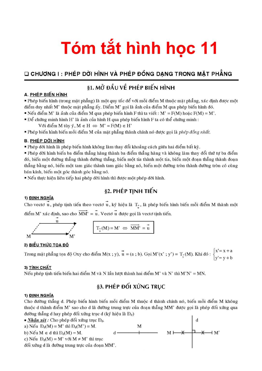 Tổng hợp kiến thức toán 11 cả Đại số và Hình học chương trình mới