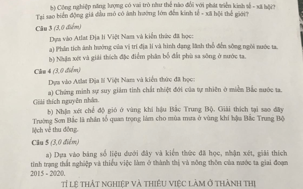 Đề thi học sinh giỏi môn địa lí cấp quốc gia 2023 2024