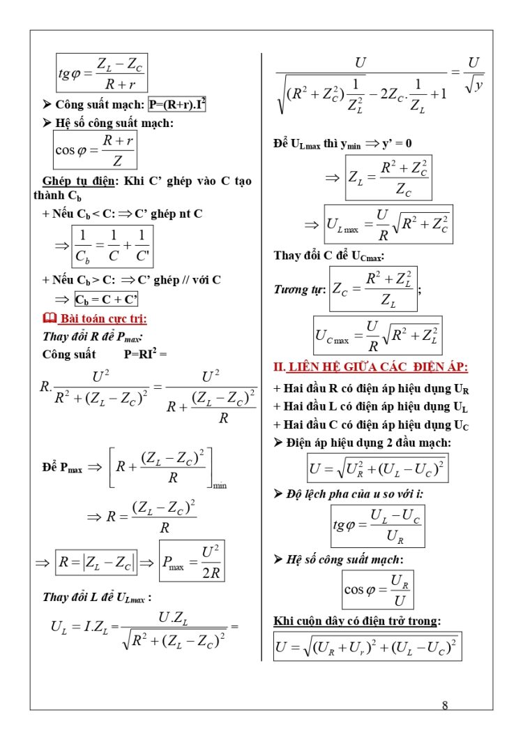 Tổng hợp công thức vật lý 12 ôn thi THPT quốc gia có file PDF