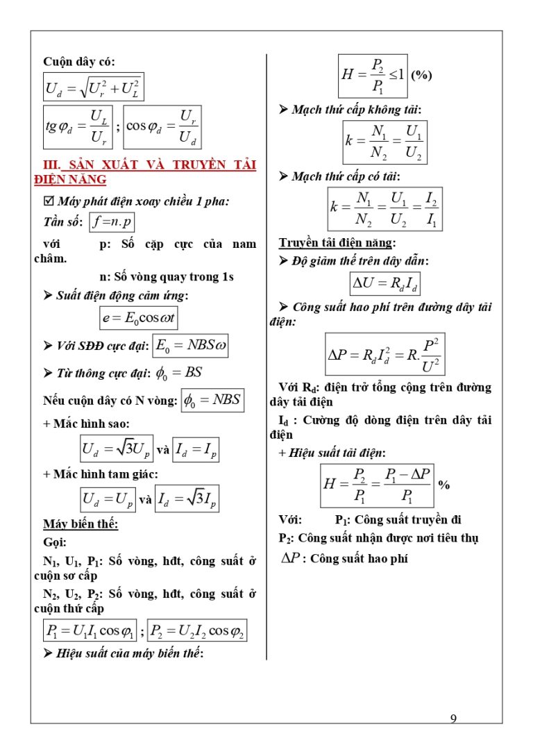 Tổng hợp công thức vật lý 12 ôn thi THPT quốc gia có file PDF