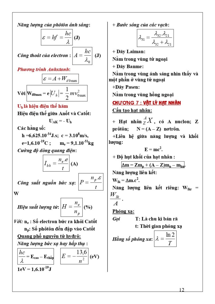 Tổng hợp công thức vật lý 12 ôn thi THPT quốc gia có file PDF