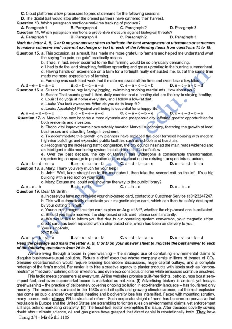 Đề thi tiếng Anh THPT quốc gia 2025 có đáp án và file PDF