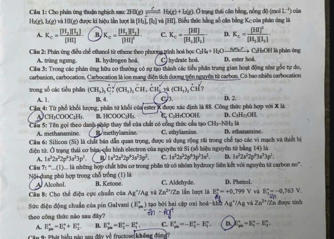 Đề thi Hoá THPT quốc gia 2024 có đáp án và file PDF